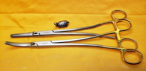 Zeppilin Hysterectomy Clamps 27cm Straight&Slight Curve Gold Handle Z ...