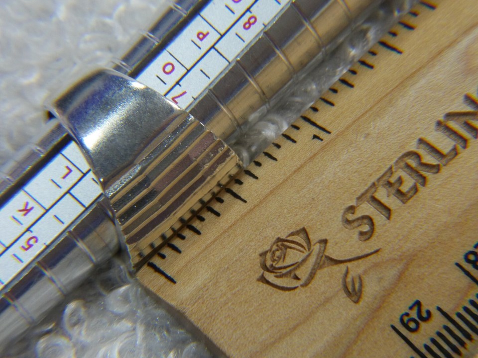 Ridged lines 3/4" vintage 0.925 Sterling Silver wide band Ring size 6.5 ...