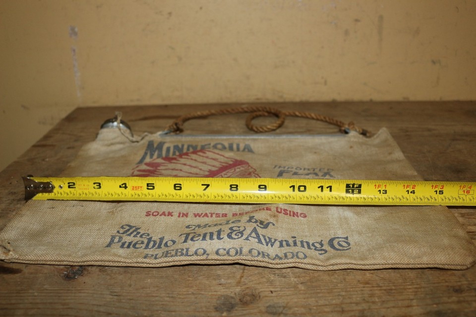 Vintage 1940's Minnequa Flax Water Bag Auto Swamp Cooler Indian ...