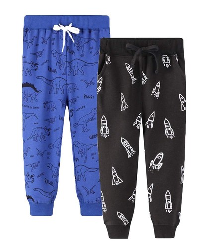 2 Pack Boys Drawstring Sweatpants Cute Pattern Cotton Sport Jogger ...