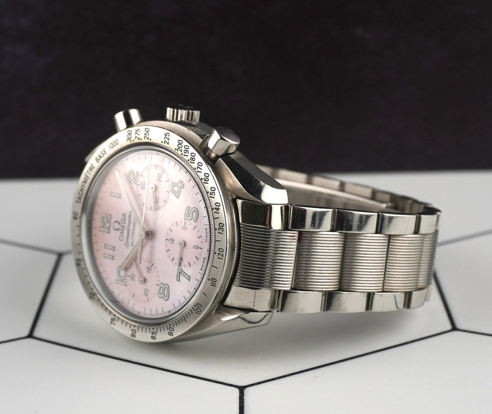 #23 Omega 39mm Speedmaster Chronograph Pink Mop Dial Automatic Watch ...