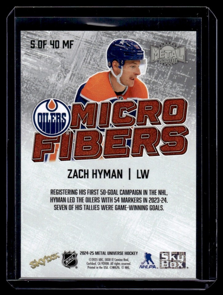 2024-25 SkyBox Metal Universe Micro Fibers Zach Hyman (NicHou) | eBay