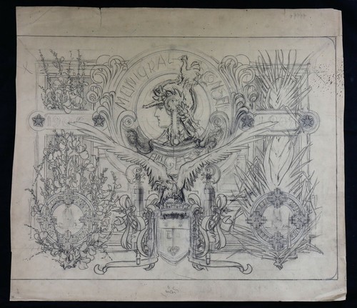 Art Nouveau Sketch Pencil Drawing Of A Municipal Council Map Angers ...
