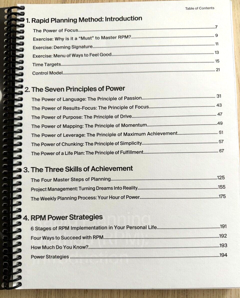 Tony Robbins RPM - Master Your Time & Design Your Life Manual Brand New ...