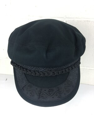 SCALA Classic Greek Fishermans HAT Captain Cap Black / Satin Lined Sz M ...