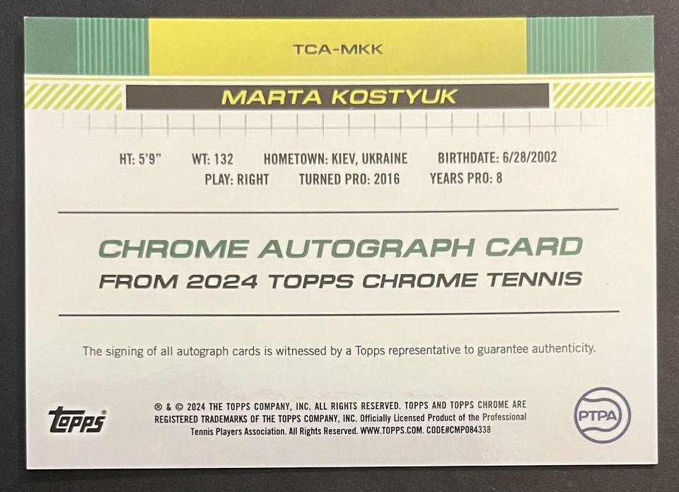 2024 TOPPS CHROME MARTA KOSTYUK GOLD REFRACTOR AUTOGRAPH AUTO @ 42/50 ...