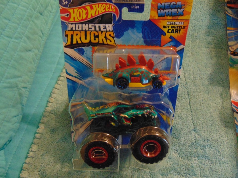 2021 New MEGA WREX Hot Wheels Monster Truck w/ new DINOSAUR Hot Wheel ...