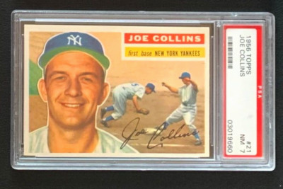 1956 Topps Joe Collins #21 NY Yankees WHITE BACK • PSA 7 NM | eBay