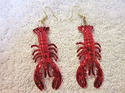 SHARP "RED CRAWFISH" WIRE EARRINGS MUDMUGS CRAYFISH LOBSTER BOIL | eBay