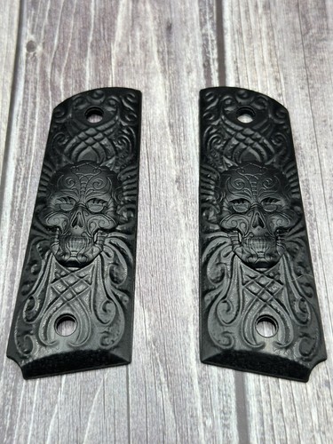1911 Grips Government/ Full Size custom Design Skull Black Polymer | eBay