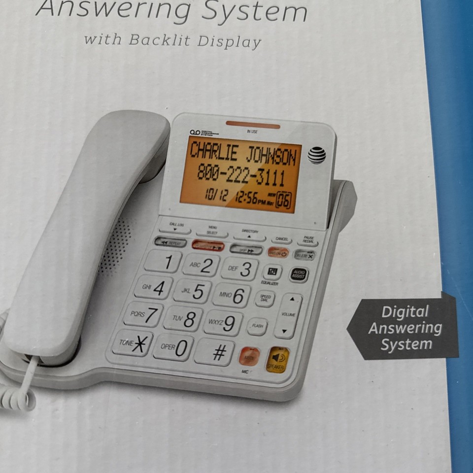 NEW AT&T CL4940 Corded Standard Phone with Answering System and Backlit ...