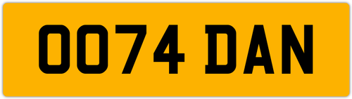 OO7 DAN AIDAN DANNY DANIEL REGISTRATION CHERISHED CAR NUMBER PLATE OO74 ...