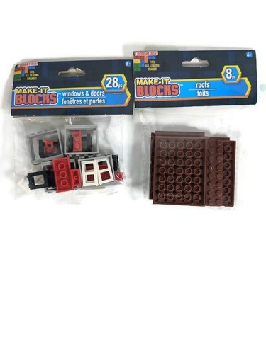 Make It Blocks - Windows & Doors 28 Piece Set Building Blocks + Roofs ...