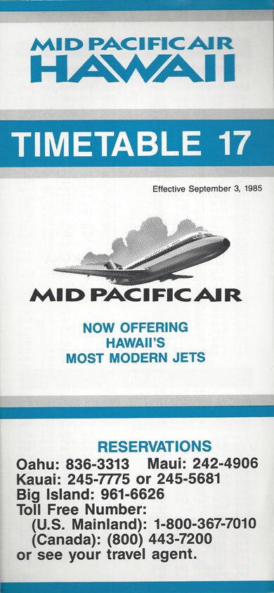 Mid Pacific Air system timetable 9/3/85 [0124] Buy 4+ save 25% | eBay