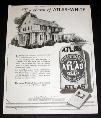 1919 OLD MAGAZINE PRINT AD, ATLAS PORTLAND CEMENT, THE CHARM OF ATLAS ...