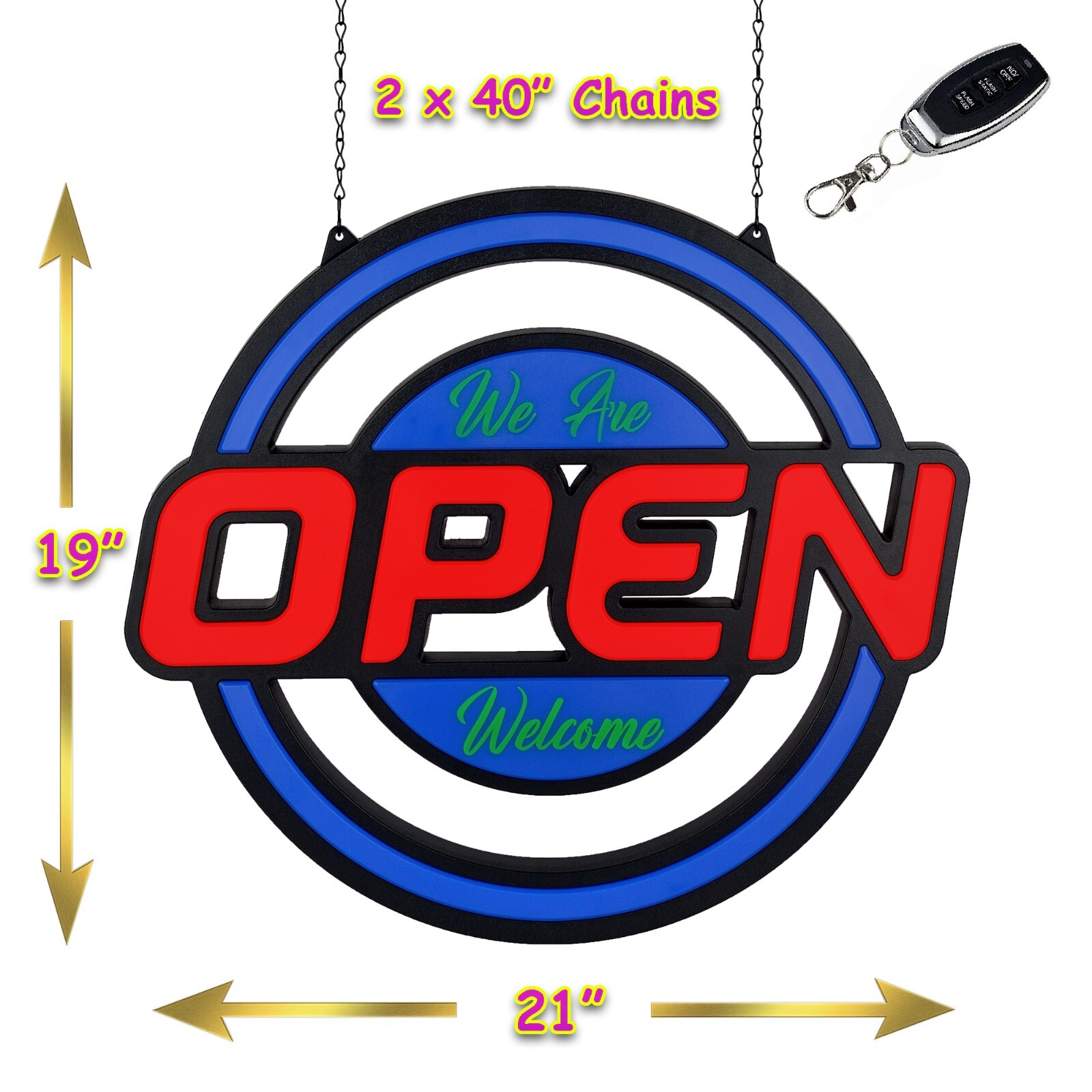 Open Sign LED Neon 21" Large Light Bright for Restaurant Bar Store Shop ...