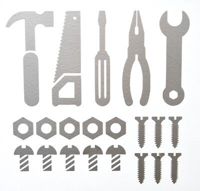 Tools, Nuts and Bolts Wall Art Decals/Stickers - Various Colours | eBay UK