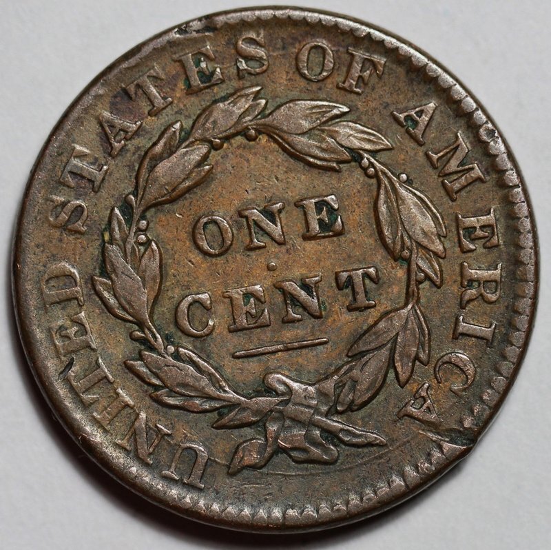1833 Coronet Head Large Cent - Rotated Die - US 1c Copper Penny Coin ...