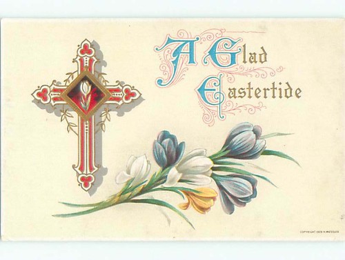 Pre-Linen easter religious JESUS CROSS WITH FLOWERS : : make an offer ...