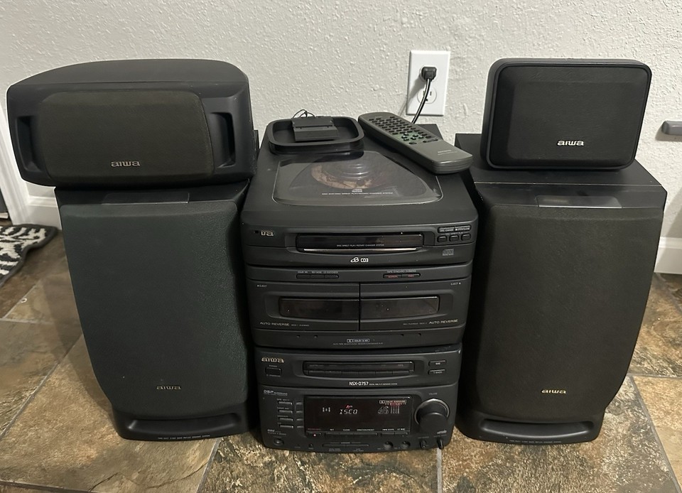 Aiwa Hi Fi Stereo Component System Model NSX-D757 Vtg 1995 Remote ...