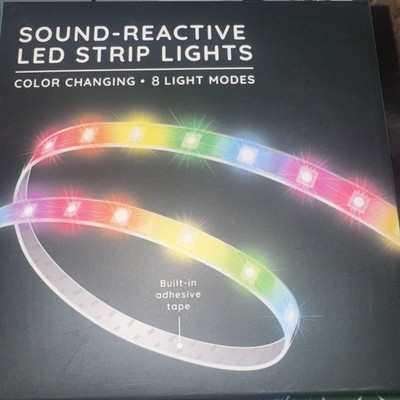 Sound Reactive 1-Meter Adhesive LED Strip Lights, 8-Light Modes, USB ...
