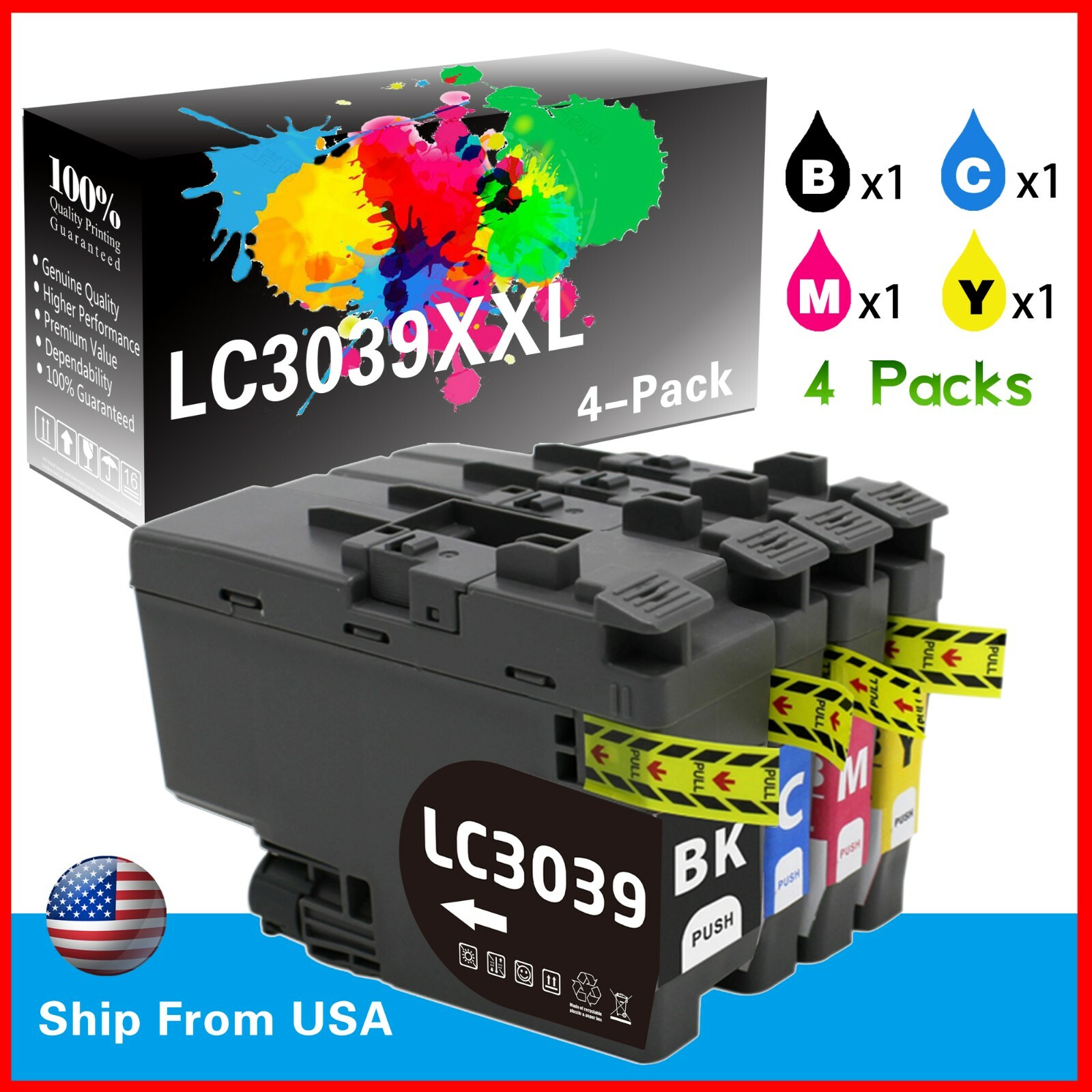 4 PacK LC3039 XXL LC3039XXL Ink Cartridge for MFC-J6545DW XL Printer | eBay