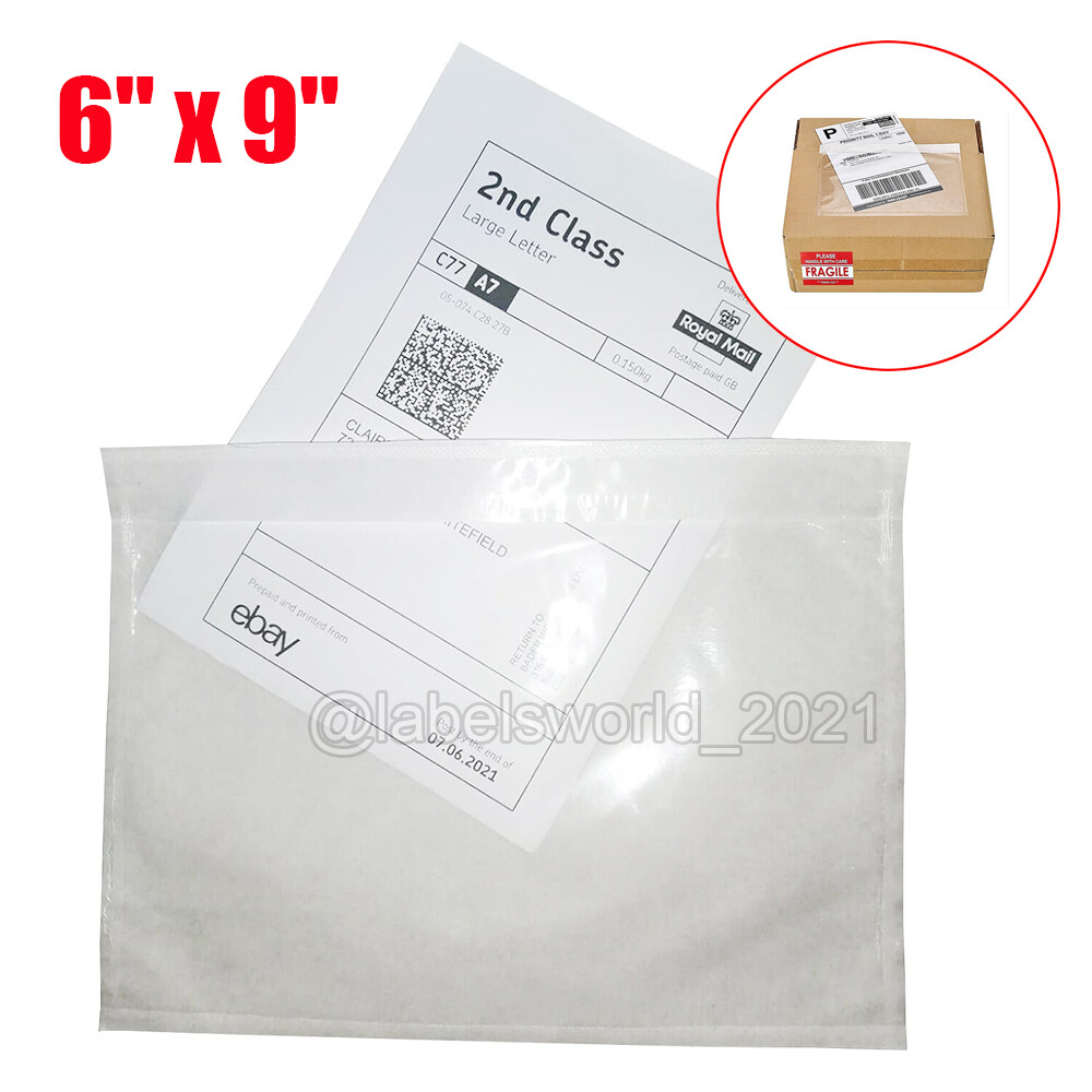 6" x 9" Clear Packing List Invoice Shipping Label Self Envelopes ...