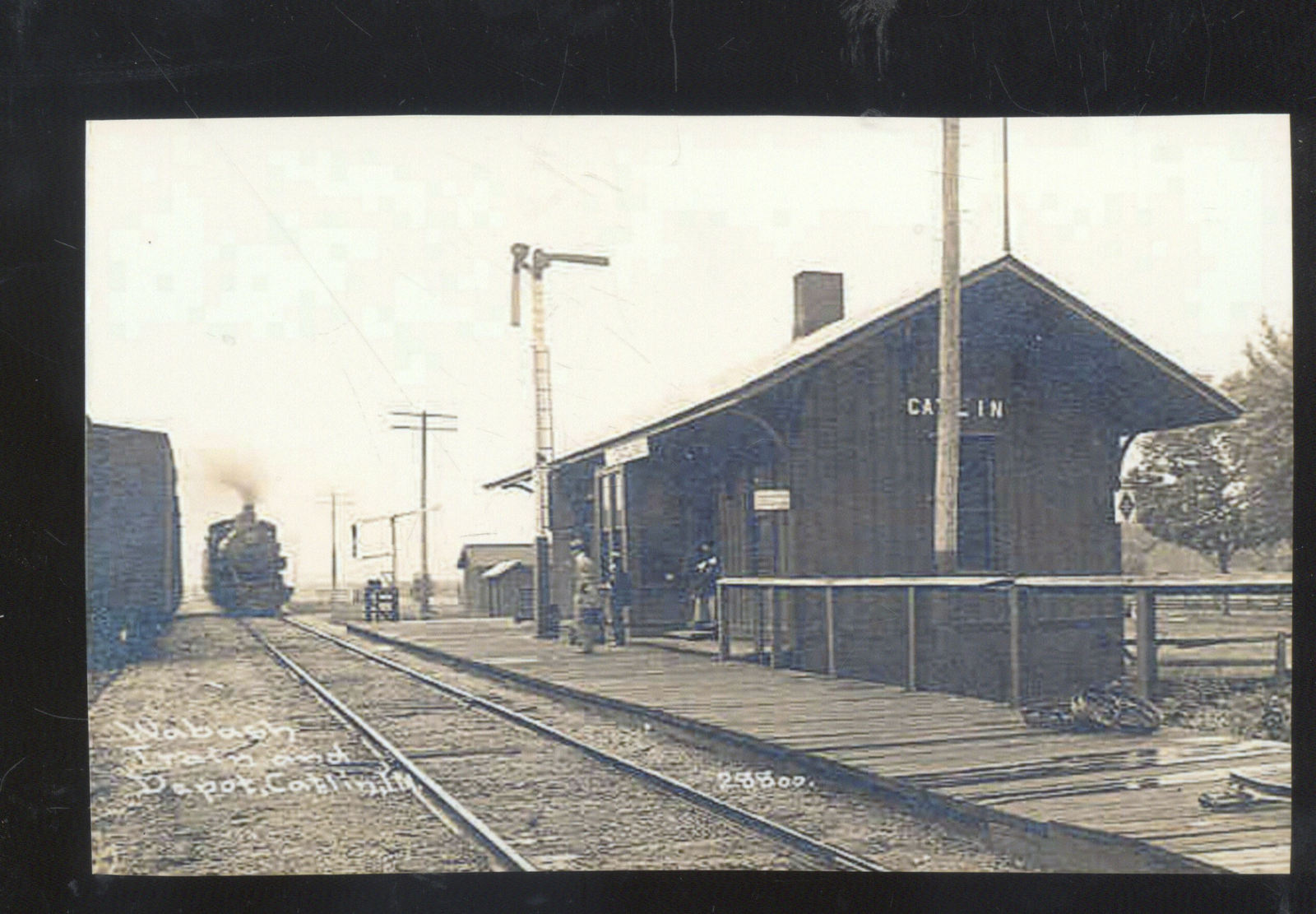 REAL PHOTO CATLIN ILLINOIS RAILROAD DEPOT TRAIN STATION POSTCARD COPY ...