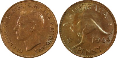 1944 (M) Australian Penny 1 d PCGS Graded MS63RB | eBay Australia
