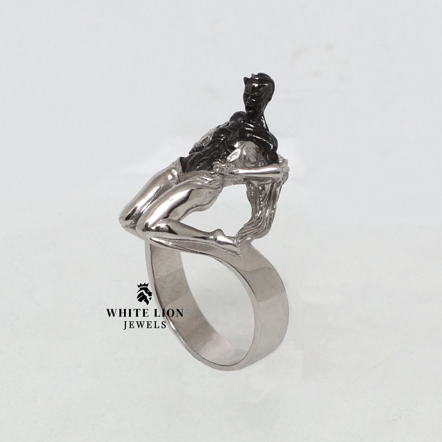Human Devil Transformation Two Tone 925 Silver Oxidized Men Biker Ring Gift | eBay