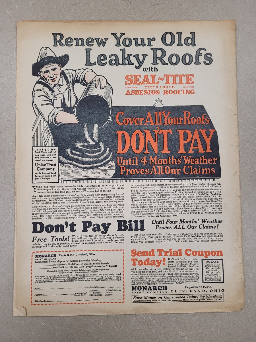Vintage Asbestos Advertising 1926 Johns Manville Asbestos Shingles Ad