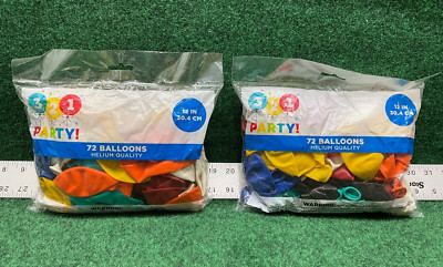2 - 321 Party Balloons 12 inch Assorted Colors Helium Quality 72 pack ...