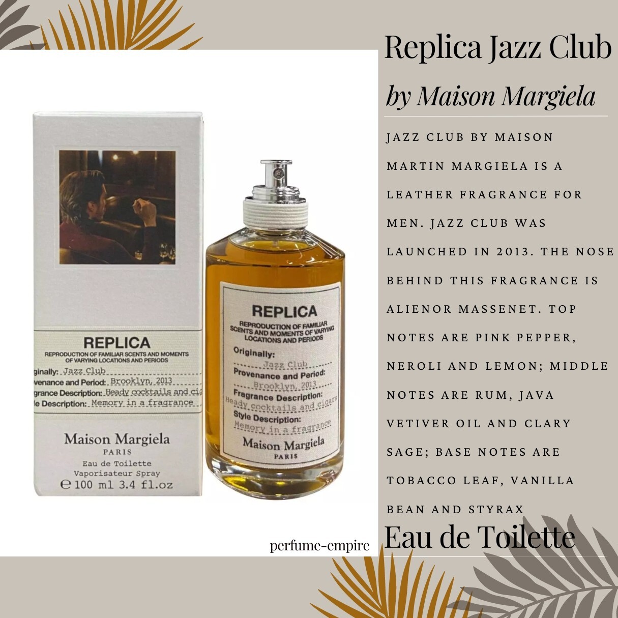 Replica Jazz Club by Maison Margiela cologne for men EDT 3.3 / 3.4 oz ...