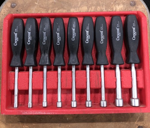 VTG 9pc Crescent Nut Driver Set 3/16" to 1/2" SAE Black Handle USA W ...