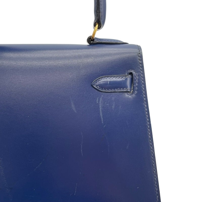 HERMES Mini Kelly Blue Saphir Box Calf Shoulder Bag Gold Hardware # ...