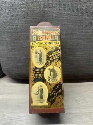 ANTIQUE MINIMAX REFILL WALL METAL BOX ADVERTISING SIGN FIRE ...