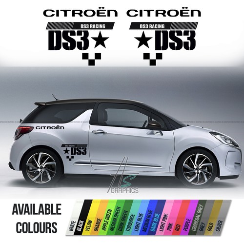 x2 STICKERS FOR CITROEN DS3 SIDE ADHESIVE DECAL VINYL STICKER RACING ...