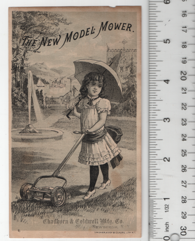 Chadborn & Coldwell New Model Mower Victorian Trade Card 6"x3" VTC ...