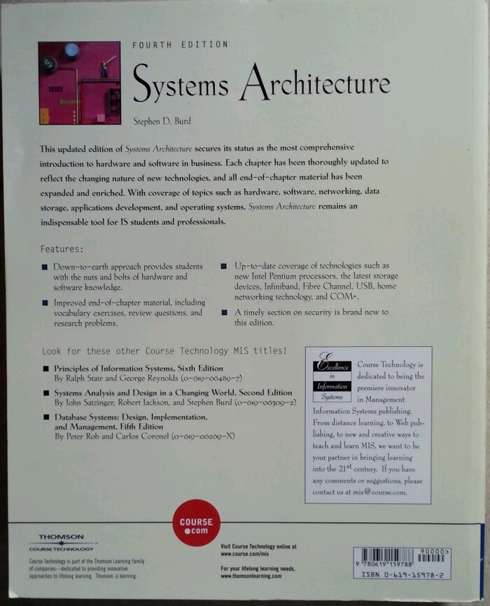 Systems Architecture by Stephen D. Burd (Paperback, 2003) 9780619159788 ...