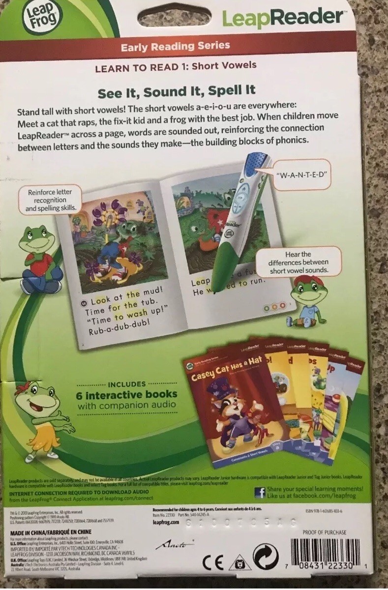 Leapfrog Tag Leap Reader Learn To Read Book Set 1: Short Vowels 6 Books ...