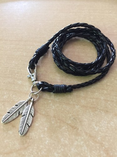 Authentic BROWN Braided Leather Triple Wrap Feather Bracelet ! Built To ...