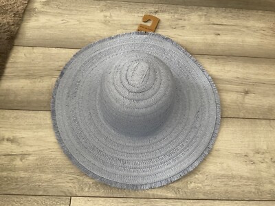 PRIMARK PALE BLUE WIDE BRIM STRAW HAT, ONE SIZE, BRAND NEW, SUMMER ...