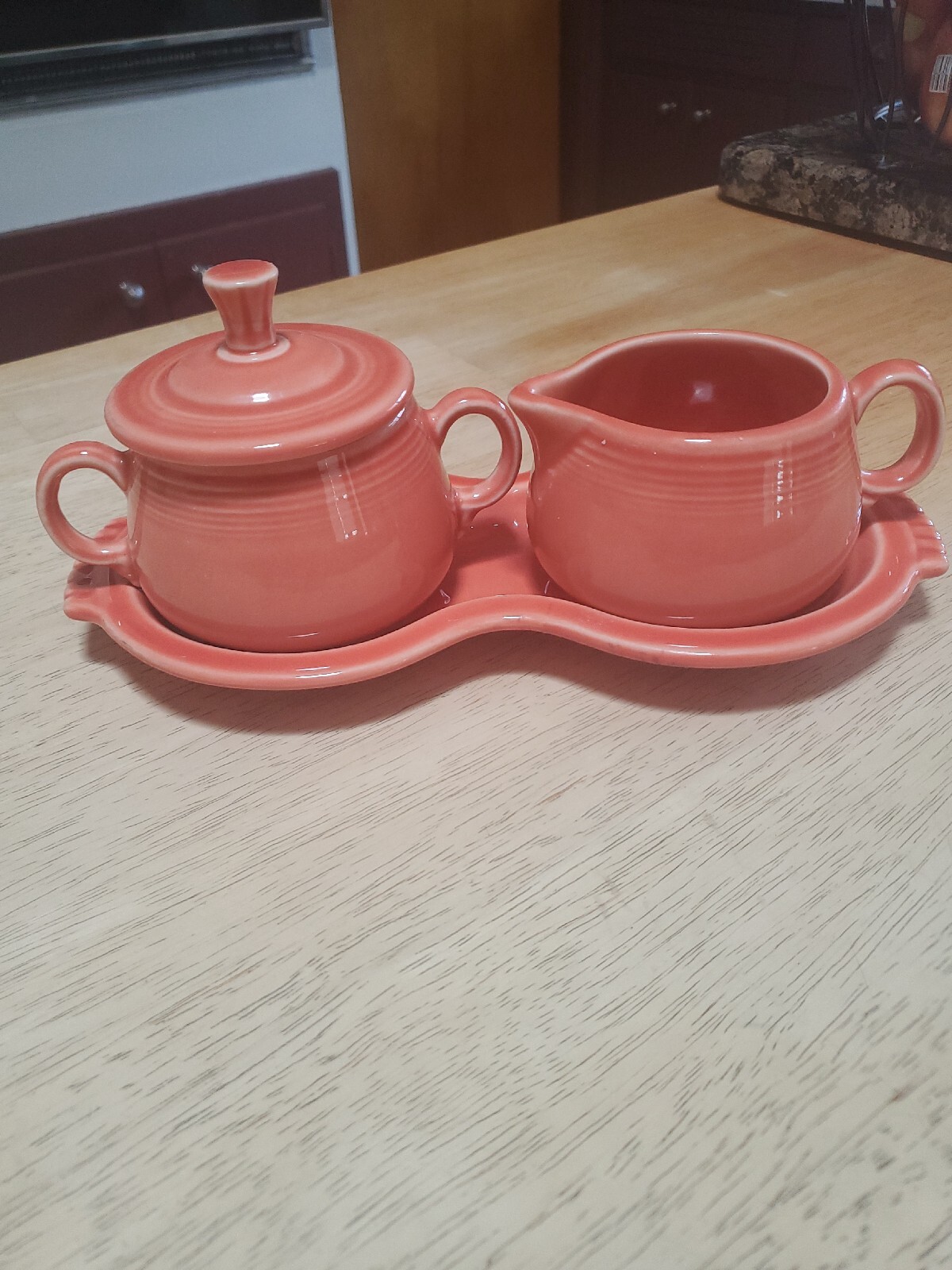 FIESTAWARE Cream & Sugar Set & Tray Homer Laughlin FIESTA Paprika ...