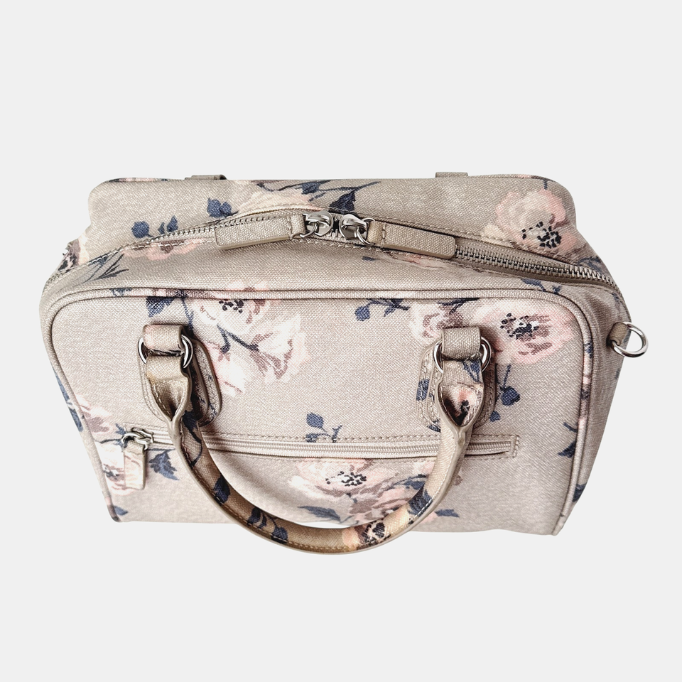 Vintage Cath Kidson Floral Handbag Satchel Purse Gray w/ Pink Roses ...