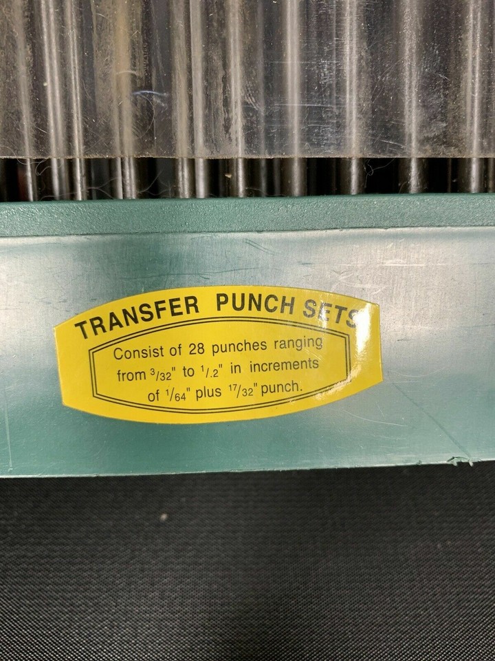 TRANSFER PUNCH SET 28 Pc 3/32 to 1/2 In Stand, Unbranded Heavy Duty EUC ...