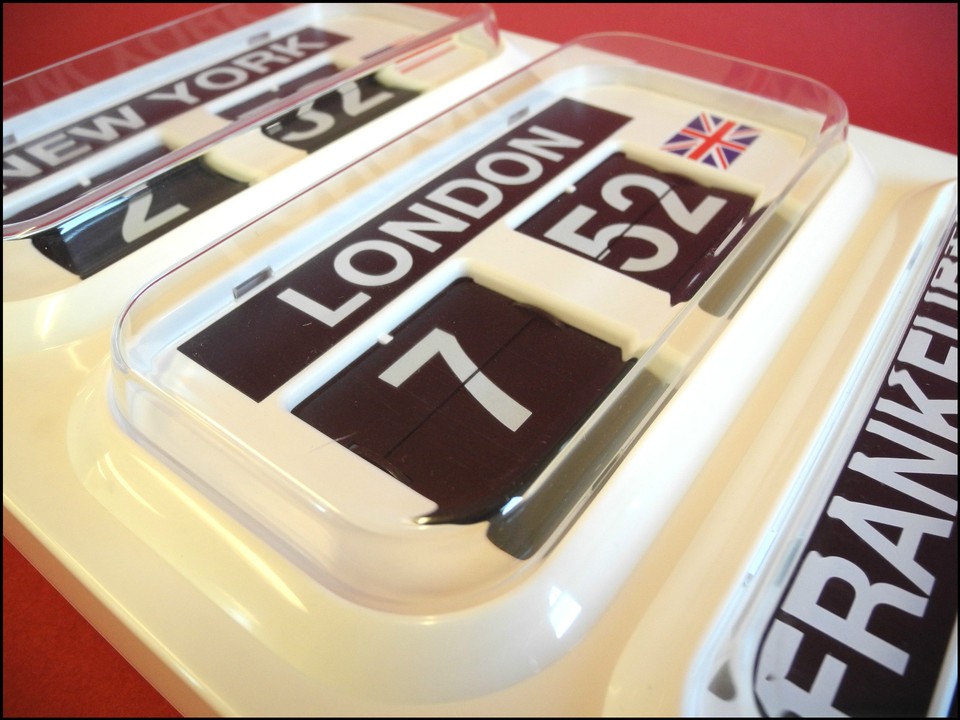 Grayson World Time Zone Flip Clock New York London Hong Kong Frankfurt ...