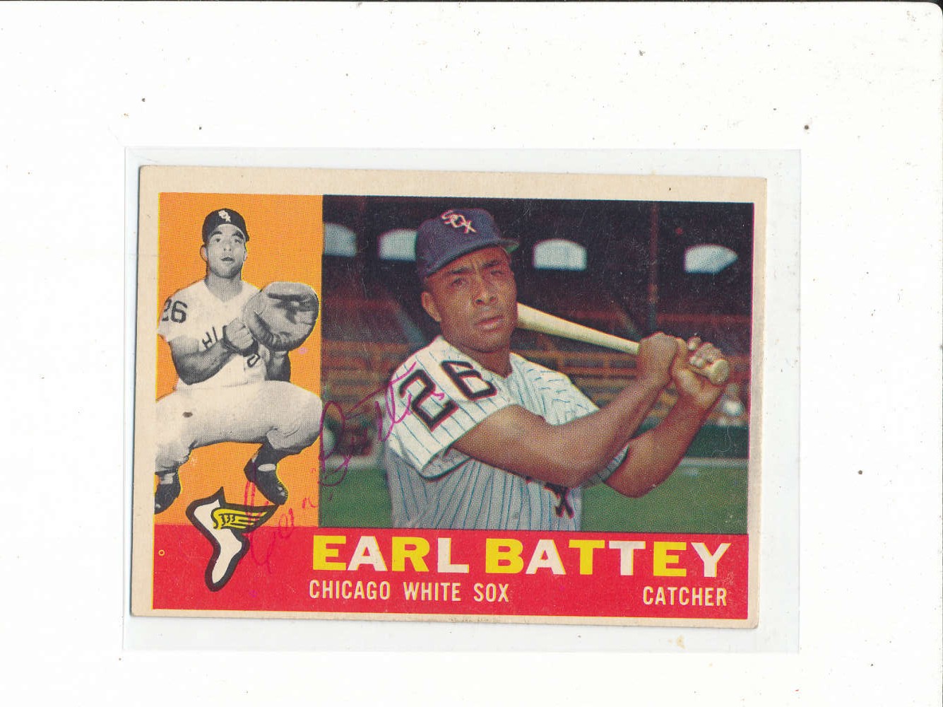 1960 topps card signed Earl Battey White Sox #328 b1.23 | eBay