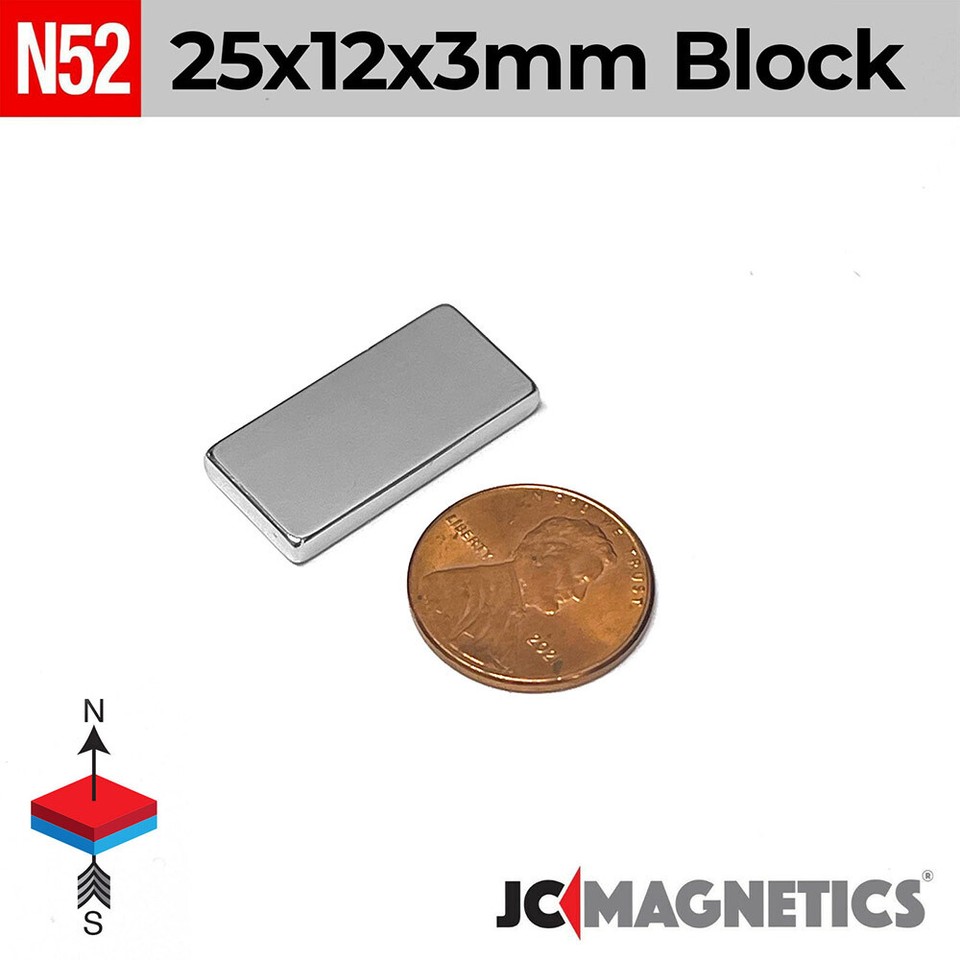 25mm x 12mm x 3mm N52 Super Strong Neodymium Magnet Blocks 25x12x3mm | eBay