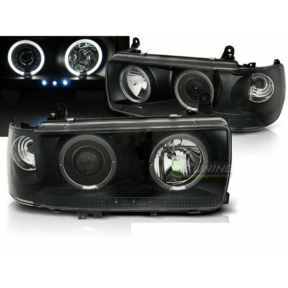 For Land Cruiser LC80/FJ80 1990-1997 Smoked Black Angel Eyes One-piece ...
