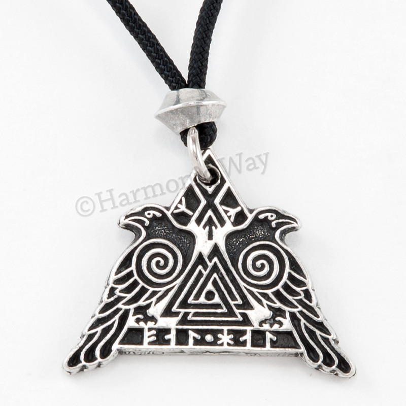VALHALLA Necklace Raven Norse Pendant Viking Valknut Rune ODIN Warrior ...